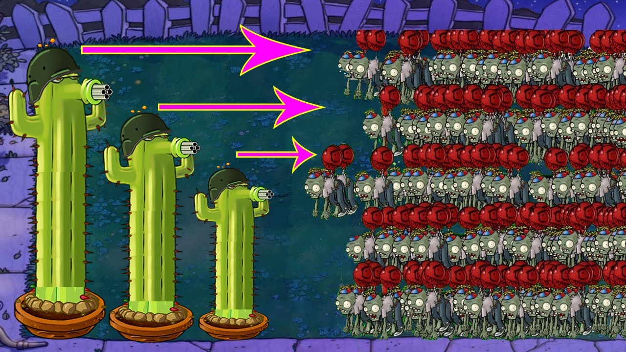 Cactus vs Balloon Zombie vs All Zombies PvZ | Plants vs Zombies Battlez ...