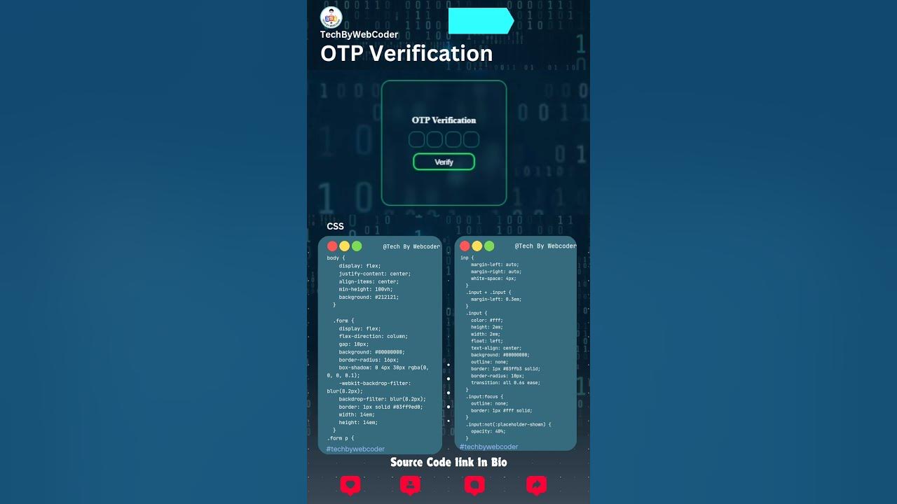 Otp Verification Using Htmlcss And Javascript Source Code Link In Description Techbywebcoder