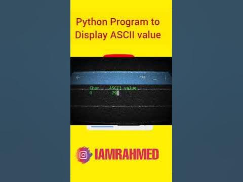 Python Program to display ASCII code of Alphabet #python #coding #programming #itzrafiq - YouTube