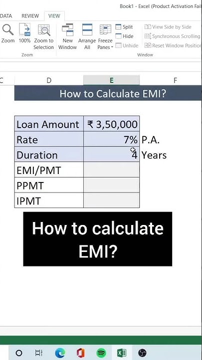 how to calculate emi in excel EMI in excel @skilllearninghub - YouTube