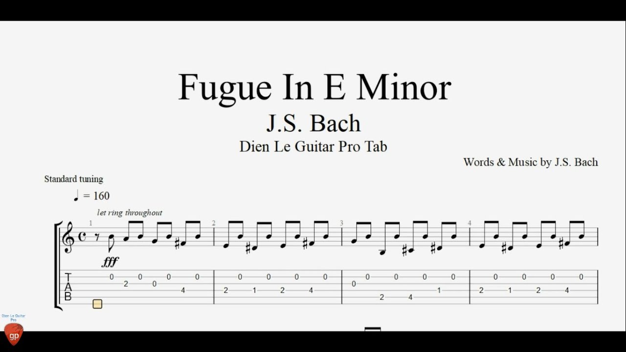 J.S. Bach - Fugue In E Minor - Guitar Lesson + TAB - YouTube