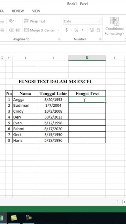 Merubah Tanggal Menjadi Text dengan MS Excel Menggunakan Fungsi Text #shorts #short #excel - YouTube