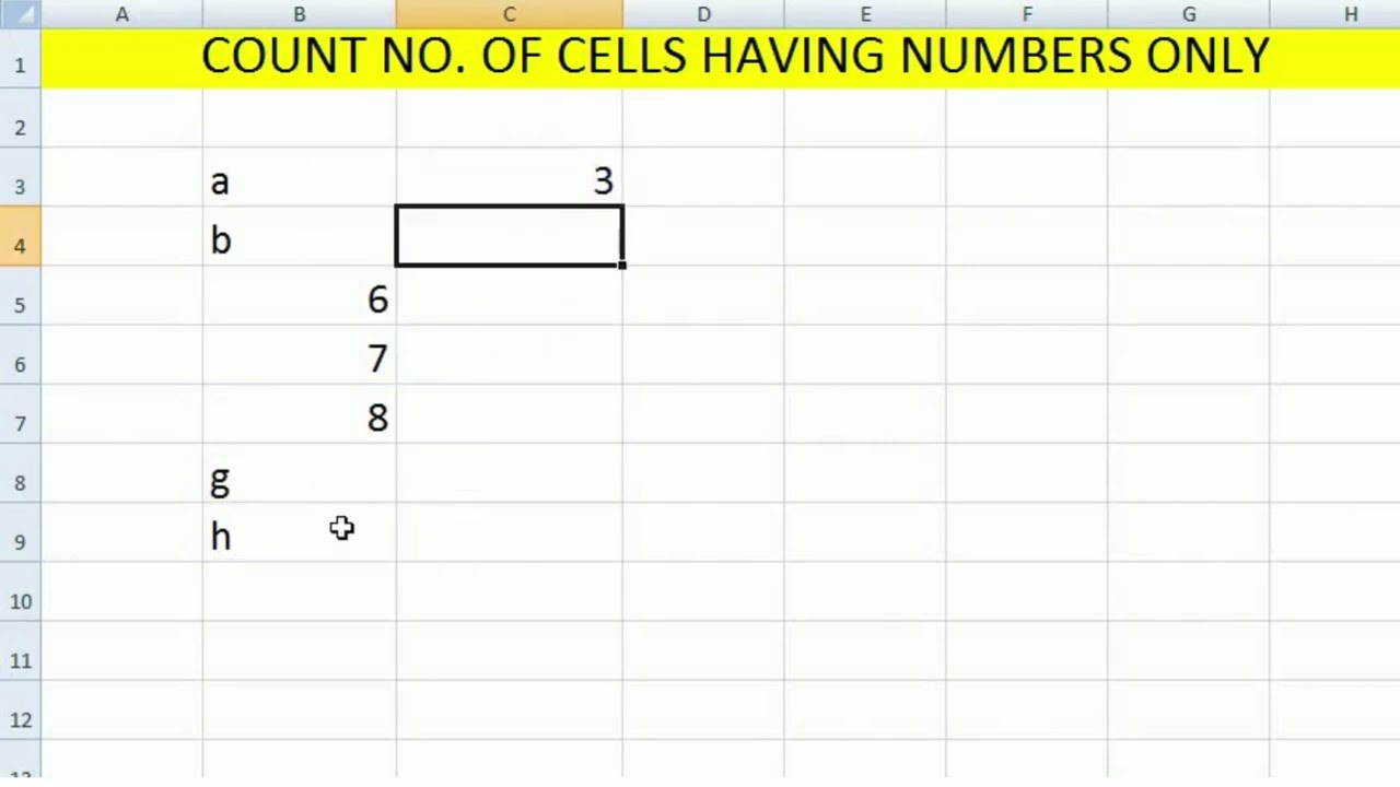 COUNT NO OF CELLS HAVING NUMBERS ONLY Excel shortvideos COUNT NO OF CELLS HAVING NUMBERS ONLY Excel shortvideos