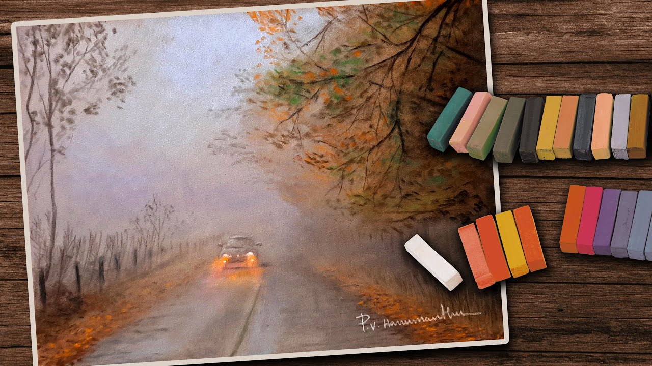 Soft pastel drawing - How to Draw Foggy Landscape with soft pastels ...