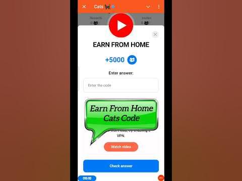 Earn from home today cats code | 12 November +5000 free cats answer | cats video code #cats ...