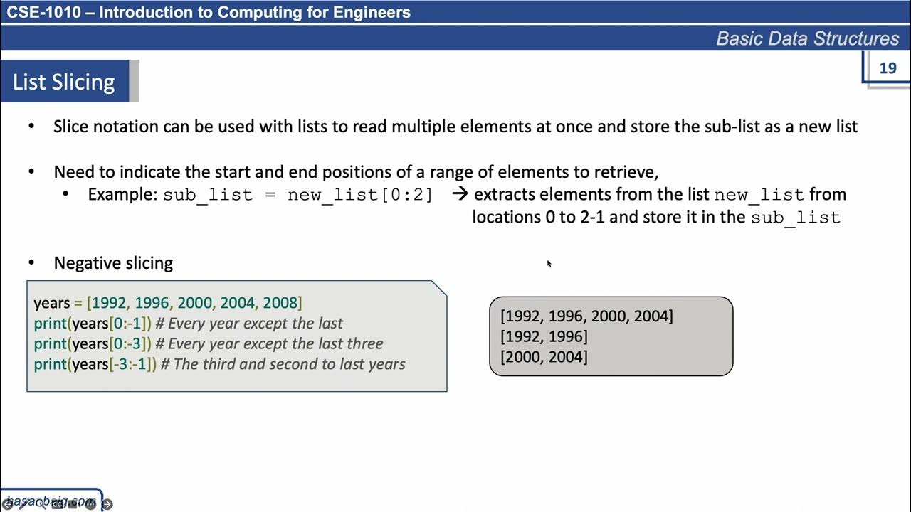 26. Basic Data Structures (LISTS) - List Slicing - YouTube