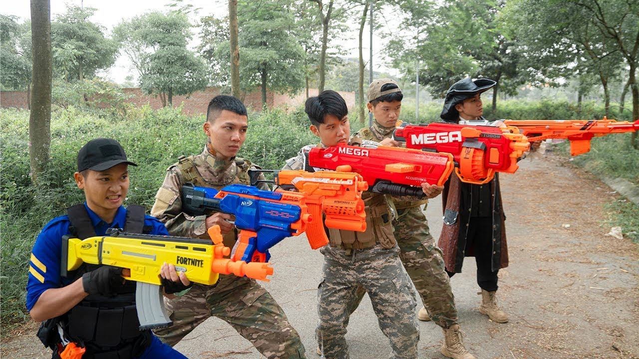 Battle Nerf War: Warriors Special Police Nerf Guns Fight Criminal Group ...