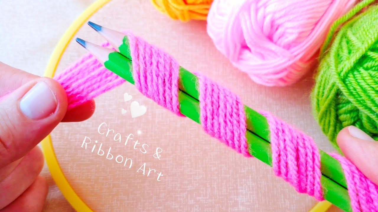 It's so Beautiful 🌺💖 Superb Woolen Rose Craft Idea with Pencil - DIY ...