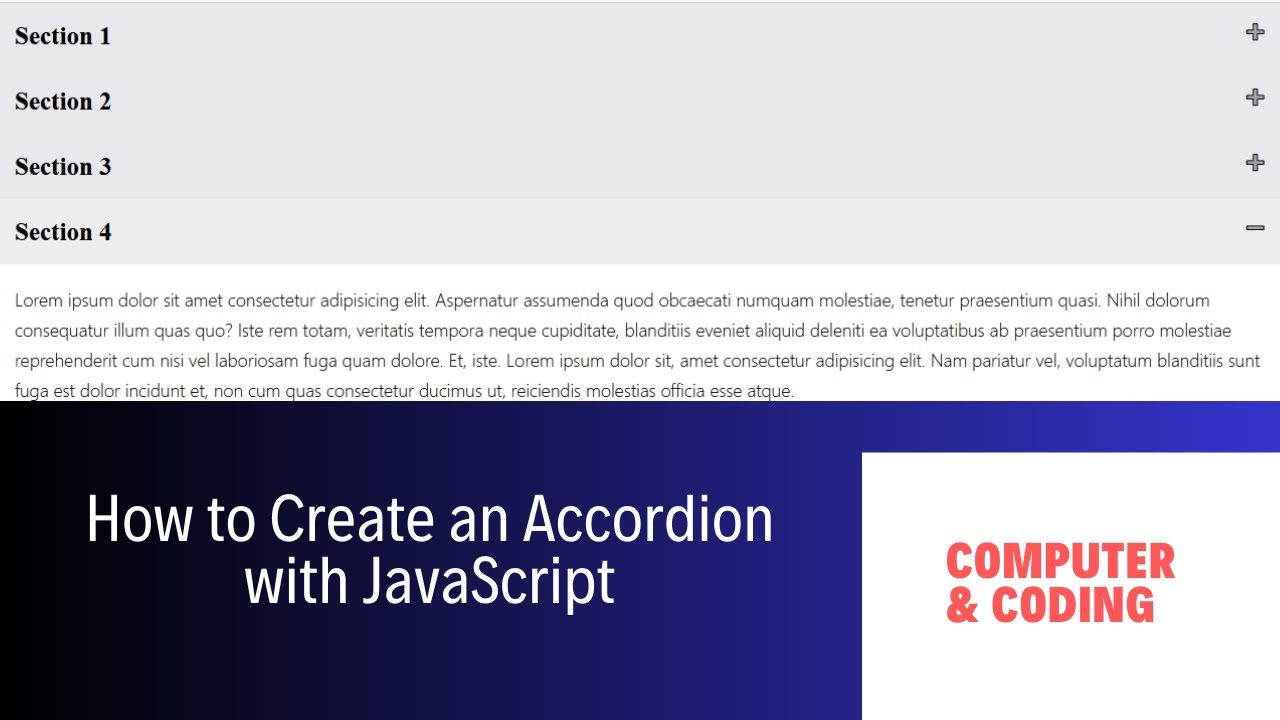 How to create an Accordion with JavaScript - YouTube