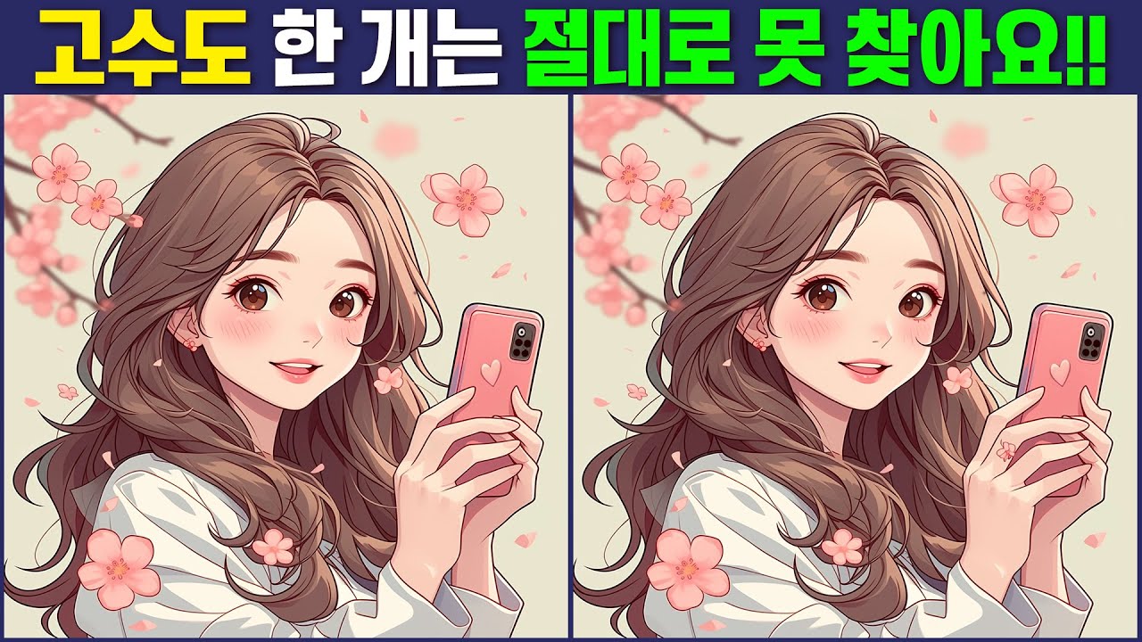 치매예방 두뇌운동 고수도 한 개는 절대로 못 찾아요 다른 그림 찾기 틀린 그림 찾기 집중력 훈련 천재 게임