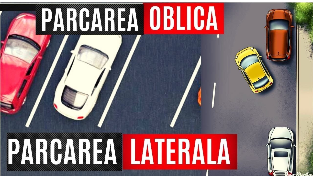 Parcarea laterală cu spatele într-un loc fix între 2 mașini și parcarea ...