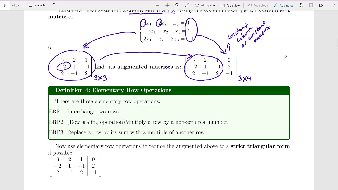 Linear Algebra: Section 1.1 Elementary Row Operations - YouTube