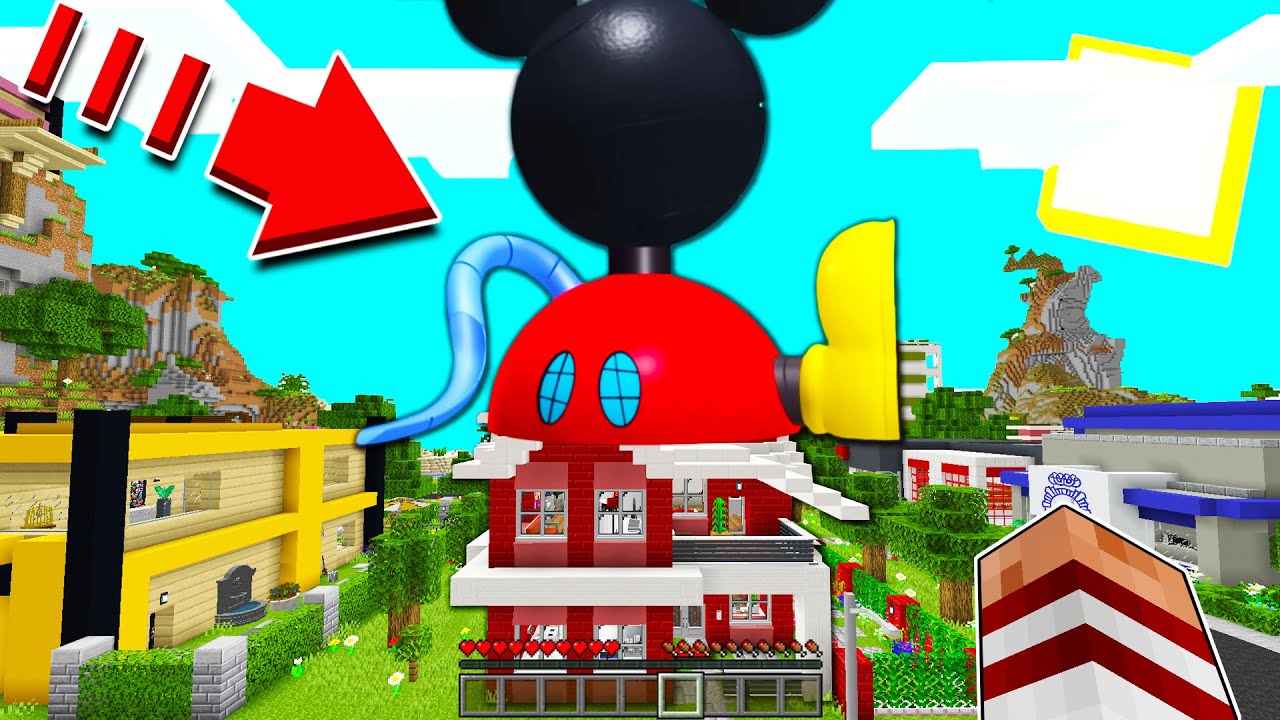 LA CASA DE MICKEY MOUSE APARECE ENCIMA DE MI CASA EN MINECRAFT - YouTube