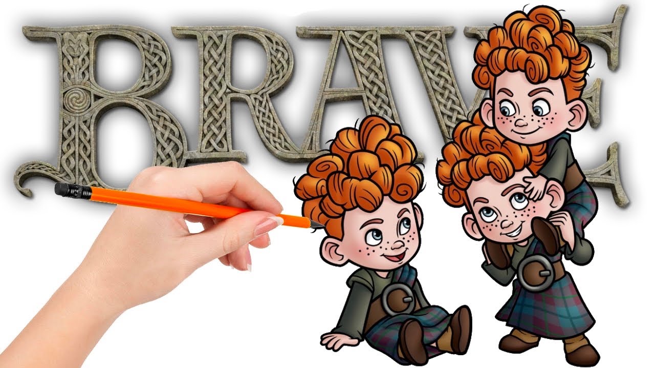 How to draw Princes Harris, Hubert and Hamish, Merida's little brothers ...