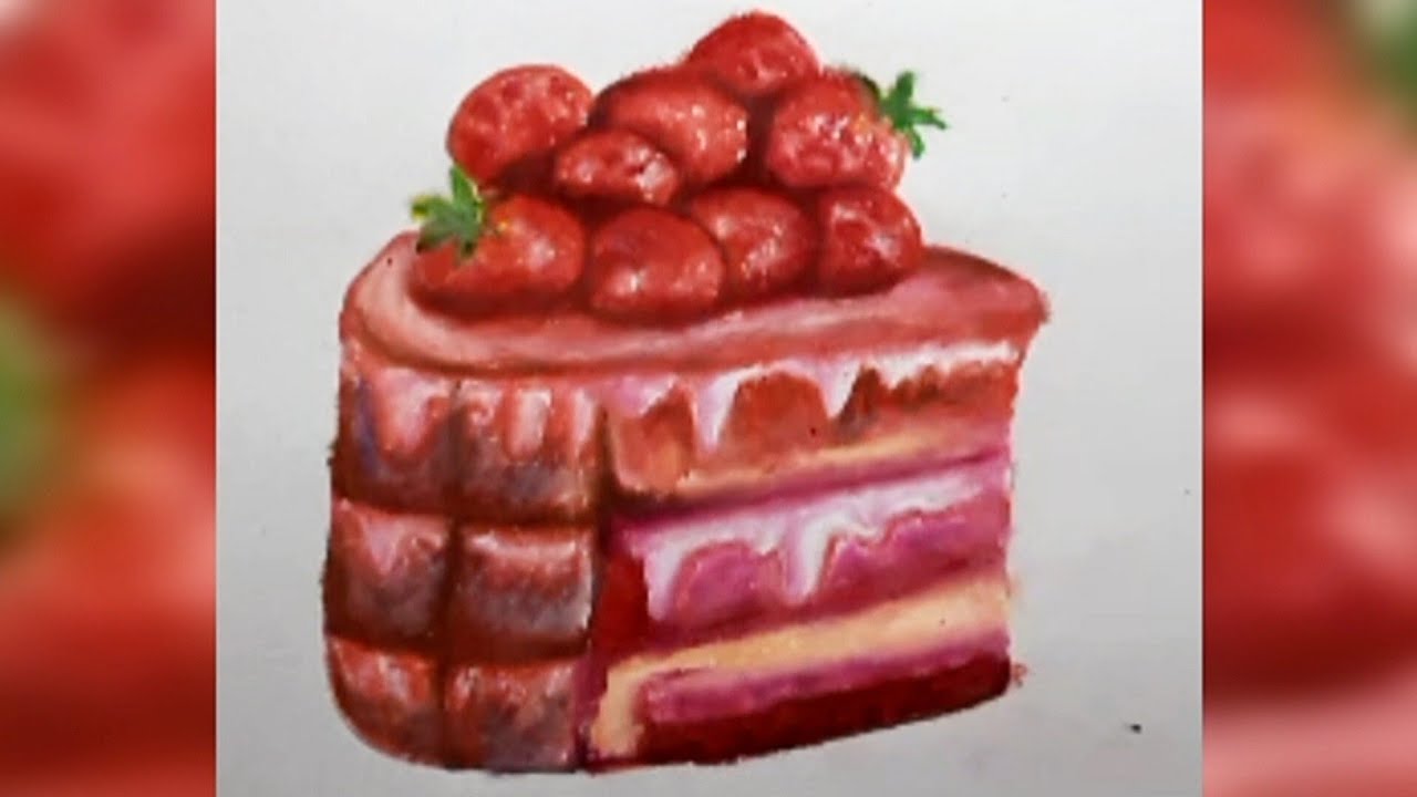 How to draw delicious cake oil pastel tutorial #howtodraw #cake # ...