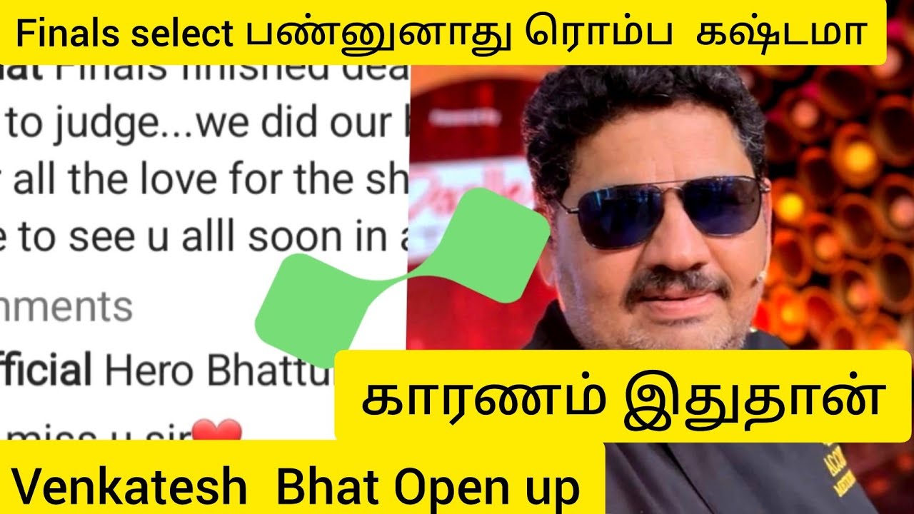 Chef Venkatesh Bhat About Cook With Comali Season 3 Today lGrand Finale ...