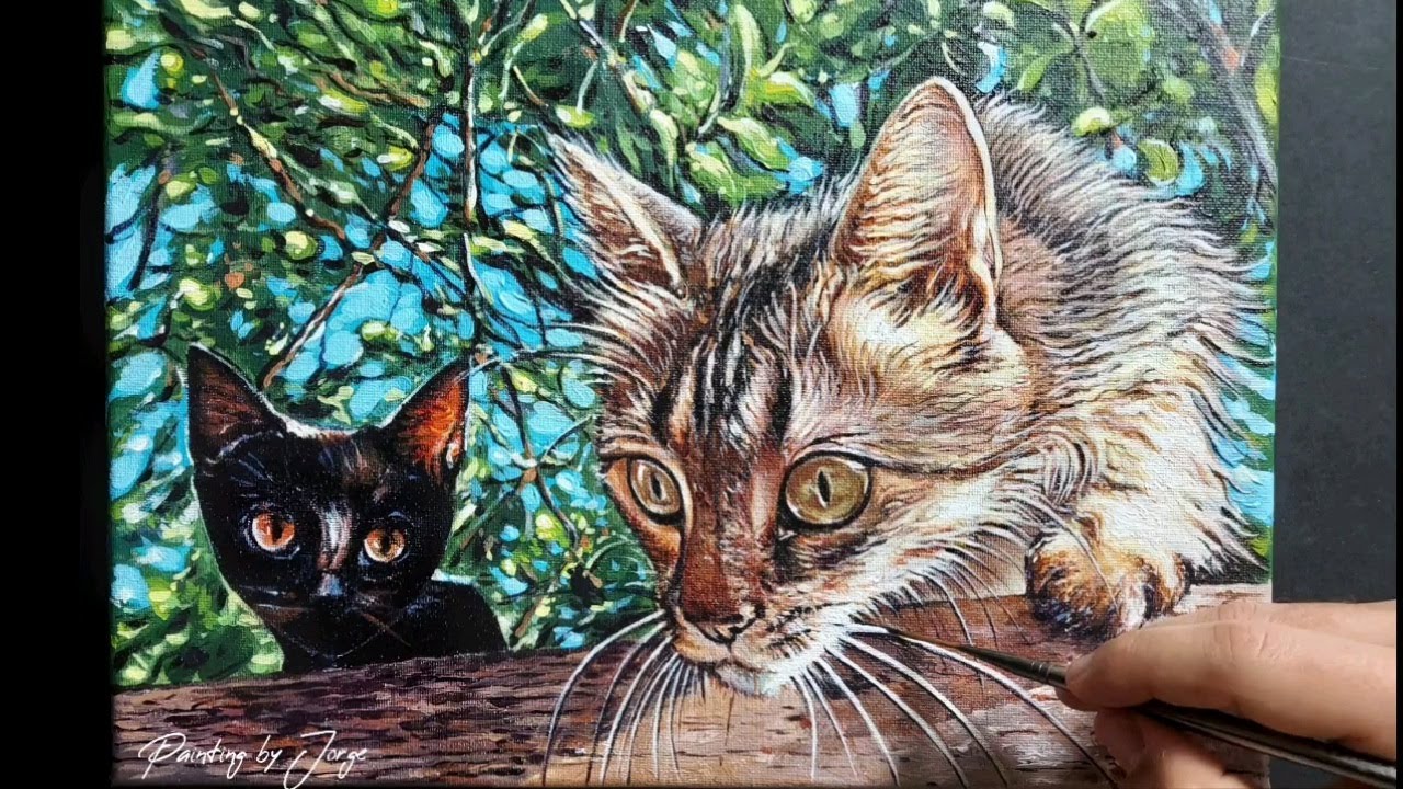 How to paint Cats in a Morning / Acrylic / Easy / Tutorial / Episode #7 ...