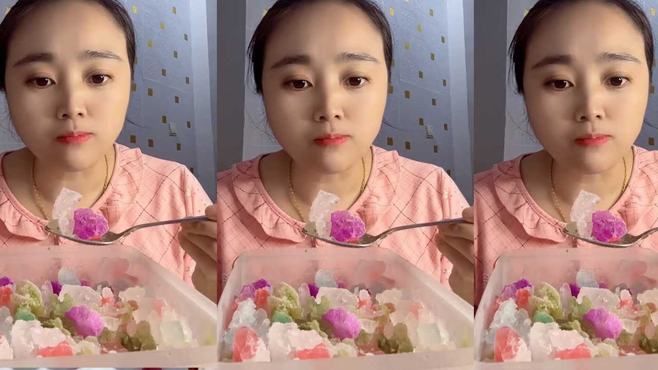 Guo ICE CHUNKS WITH MATCHA AND MILK POWDER AND PASSION FRUIT | ASMR ICE ...