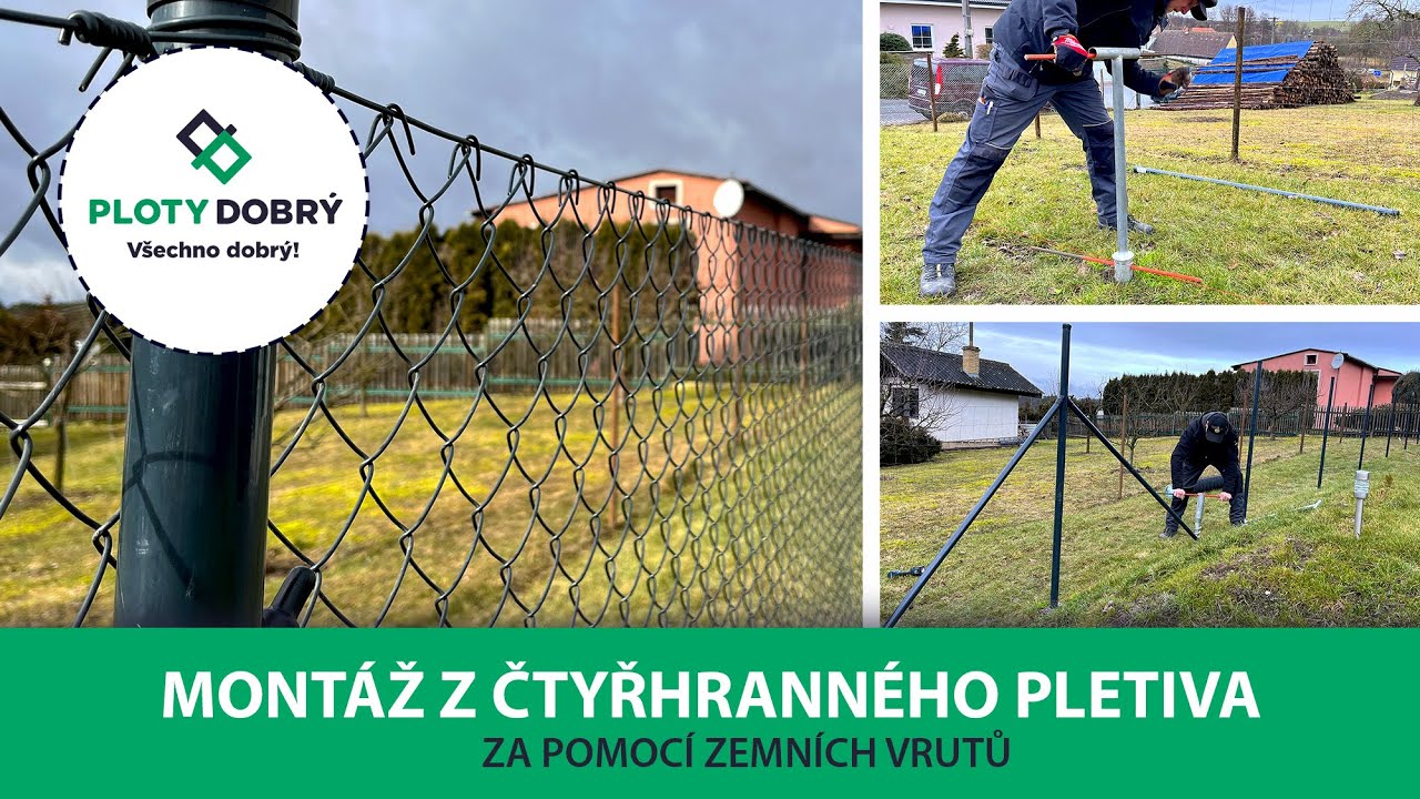 Montáž plotu z čtyřhranného pletiva na zemní vruty | Ploty Dobrý - YouTube