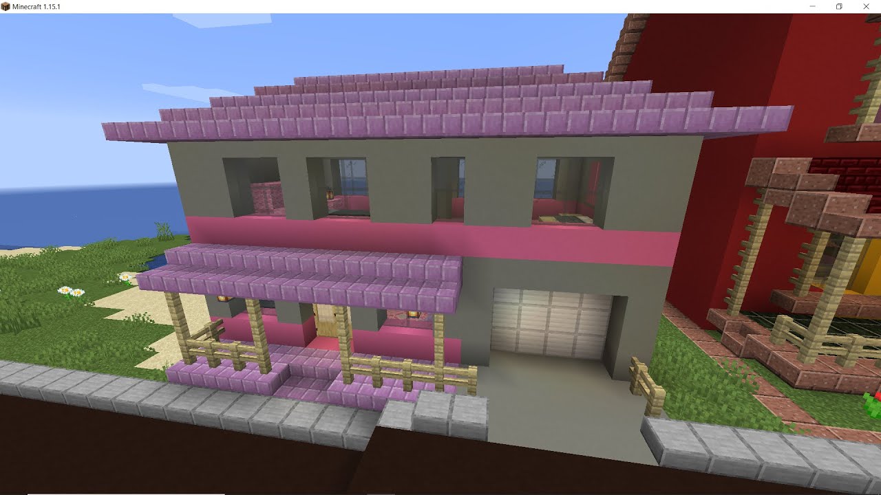 Pink and Gray House Part 2 of 2 - Minecraft Build Tutorial - YouTube