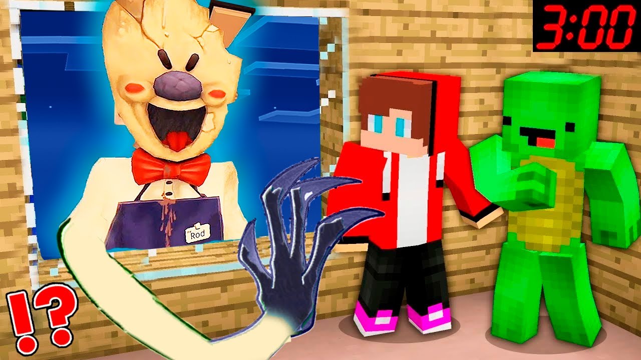 JJ and Mikey HIDE From Scary ICE CREAM MAN At Night in Minecraft Challenge Maizen - YouTube