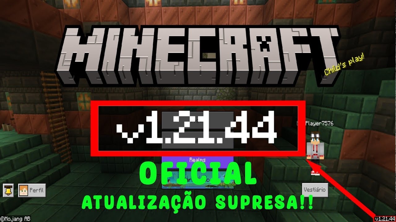 SAIU NOVA VERSÃO SUPRESA DO MINECRAFT VERSÃO 1.21.44! - YouTube