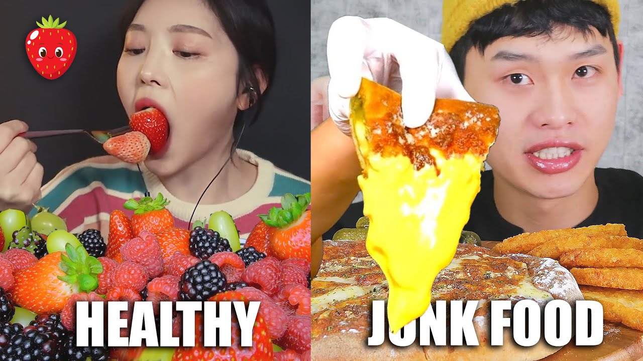 HEALTHY FOOD vs JUNK FOOD mukbangs (compilation) - YouTube