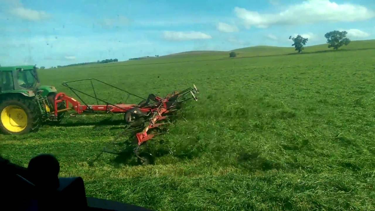 Mowing and Tedding Silage Oct 2016 - YouTube
