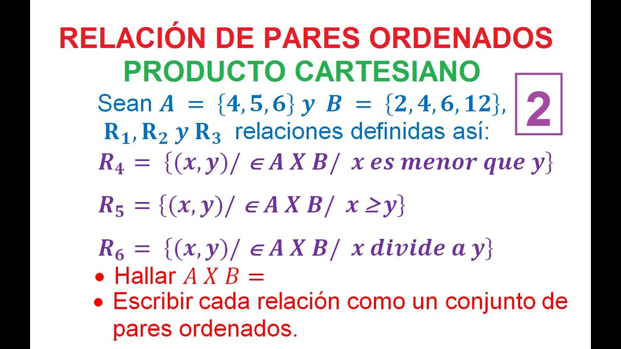 Parte 2 Relaci n De Pares Ordenados Producto Cartesiano YouTube