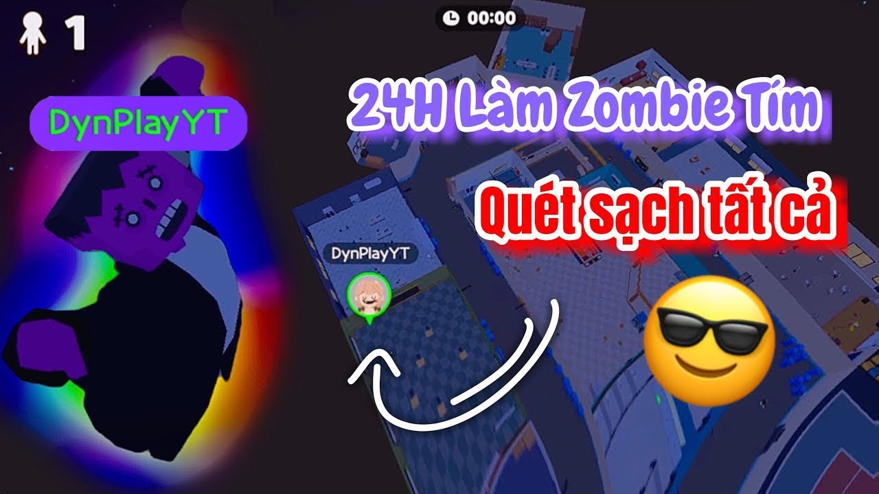 24h Dyn Làm ZOMBIE TÍM quét sạch tất cả nhanh chóng Virus Thây Ma ...
