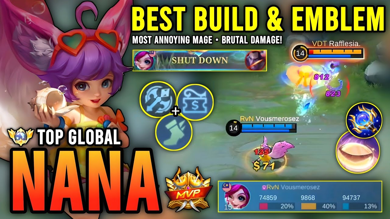MOST ANNOYING MAGE!! NANA BEST BUILD & EMBLEM 2023 | TOP GLOBAL NANA ...