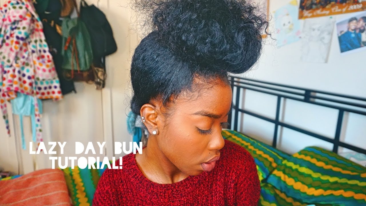 Natural Hair - Quick bun tutorial! - YouTube