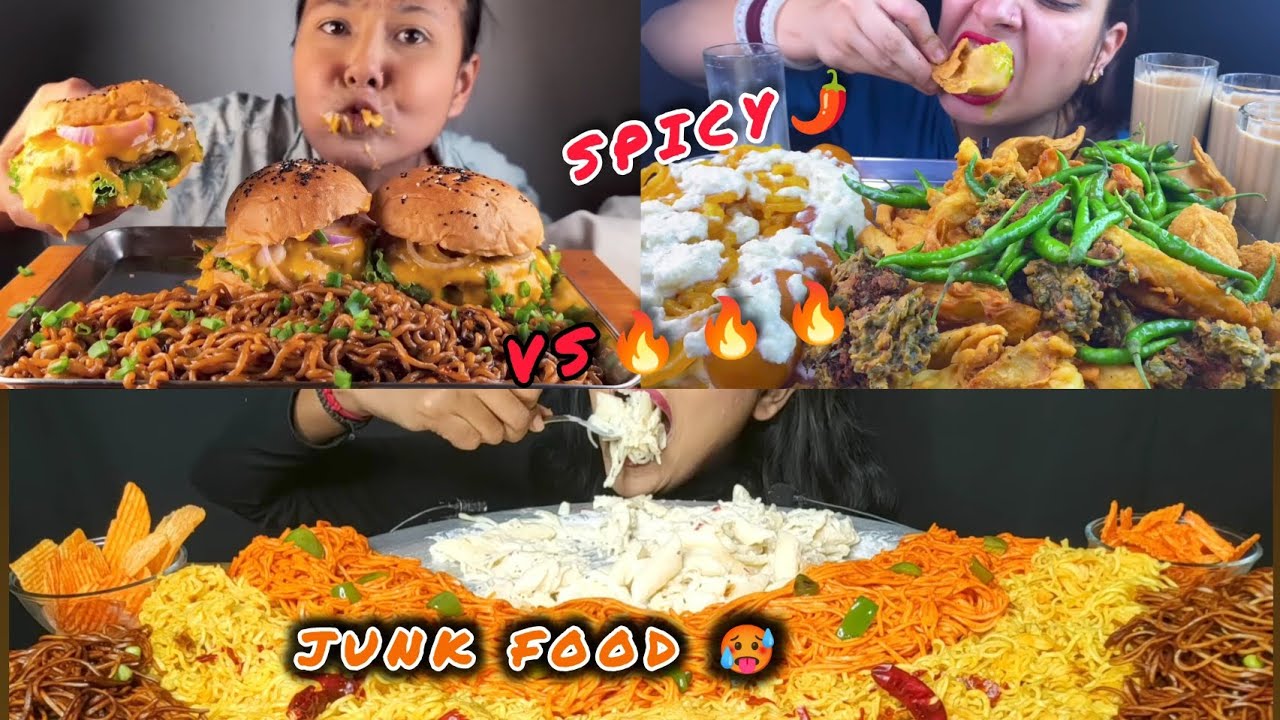 Mukbangers eating different types of junk food 🥵🔥 - YouTube
