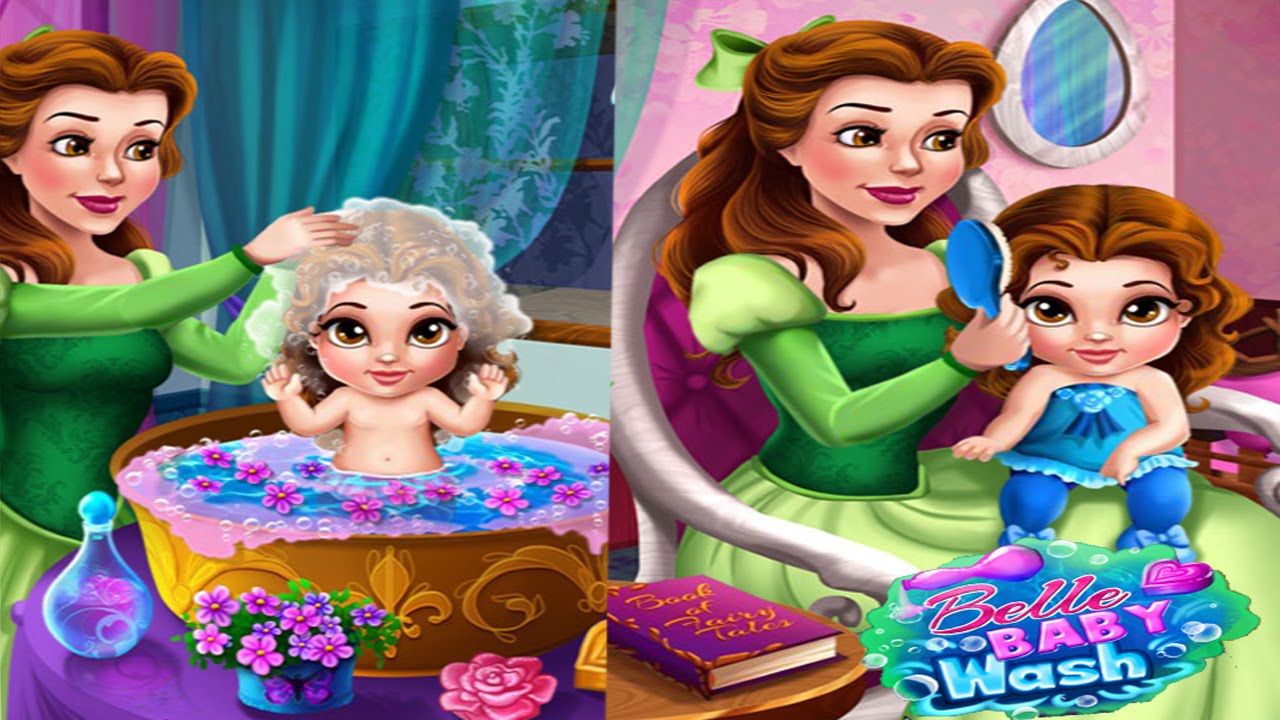 Belle Baby Wash - Disney Princess Baby Games for Kids - YouTube