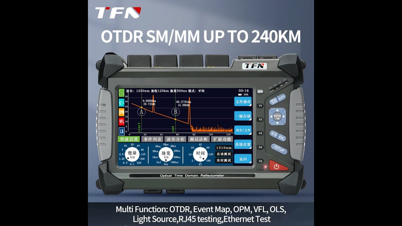 TFN F7 OTDR FTTH Optical Time Domain Reflectometer - YouTube