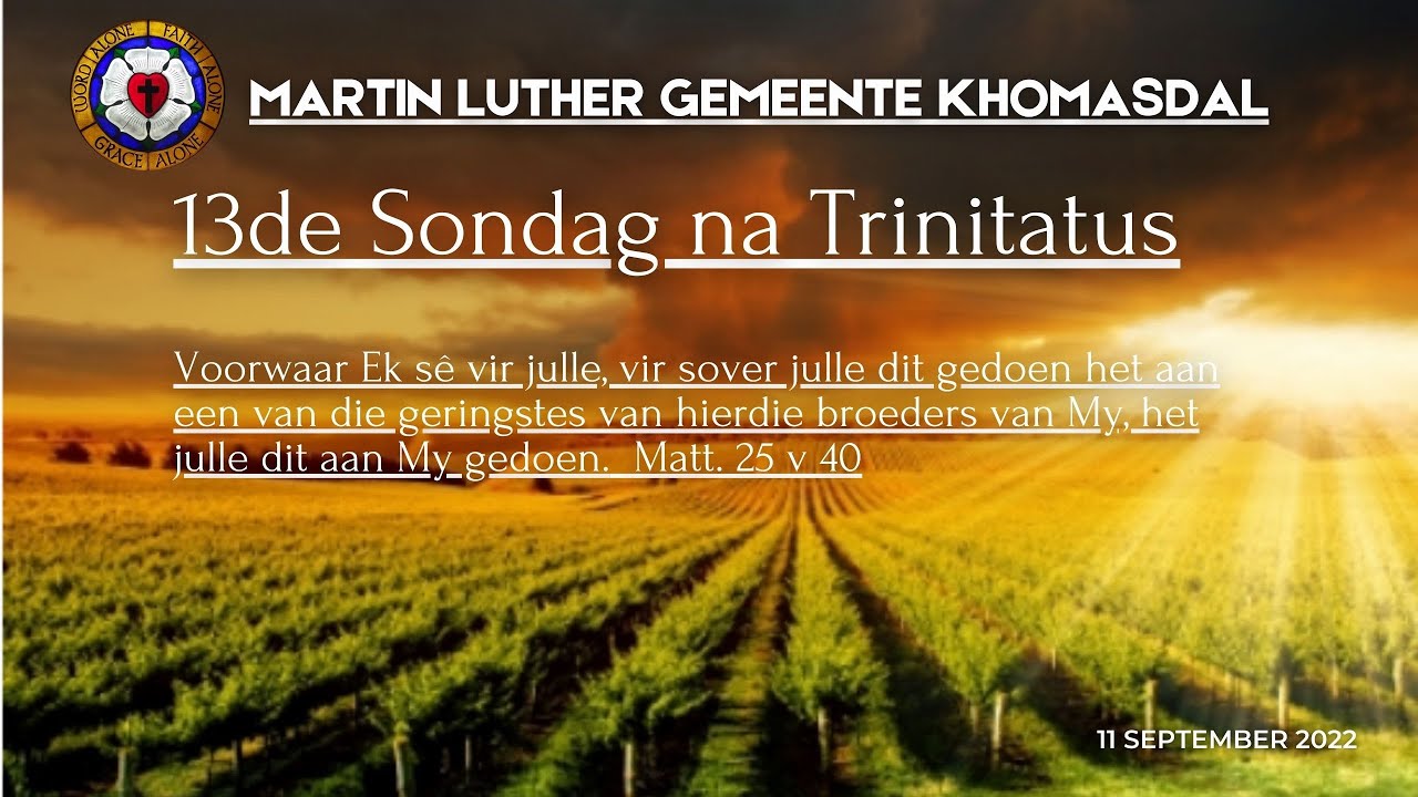 Sondag Erediens, 11 September 2022 - YouTube Sondag Erediens, 11 September 2022 - YouTube