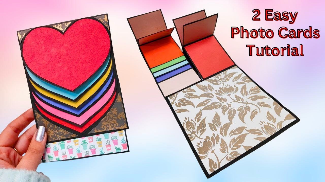 2 Easy Photo/Scrapbook Cards Tutorial | How to make Cards for Scrapbook ...