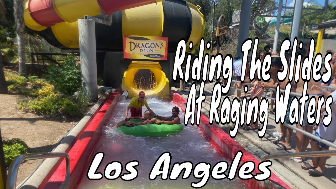 Riding The Slides At Raging Waters Los Angeles - YouTube