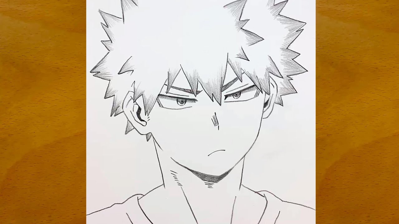 Anime drawing | How to draw Katsuki Bakugo from My Hero Academia | step ...