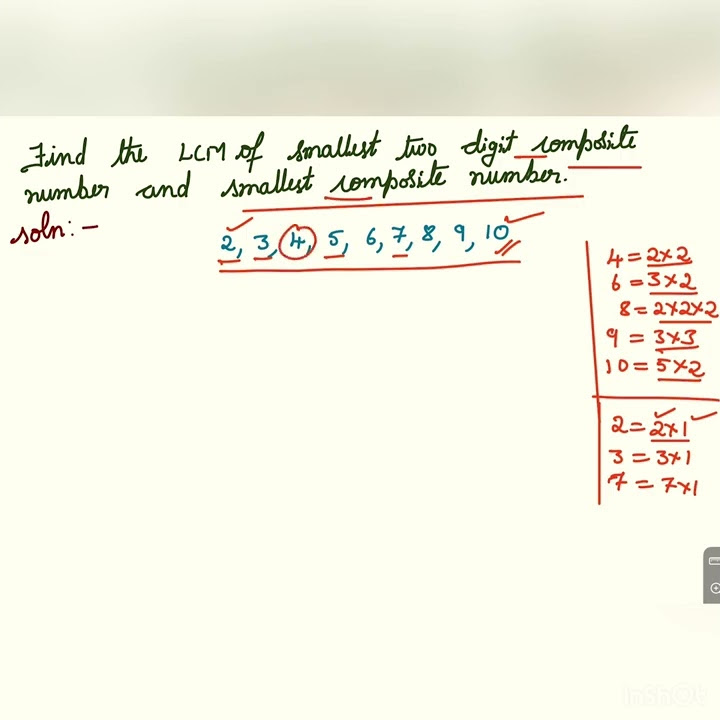 Find the LCM of smallest two digit composite number and smallest composite number - YouTube