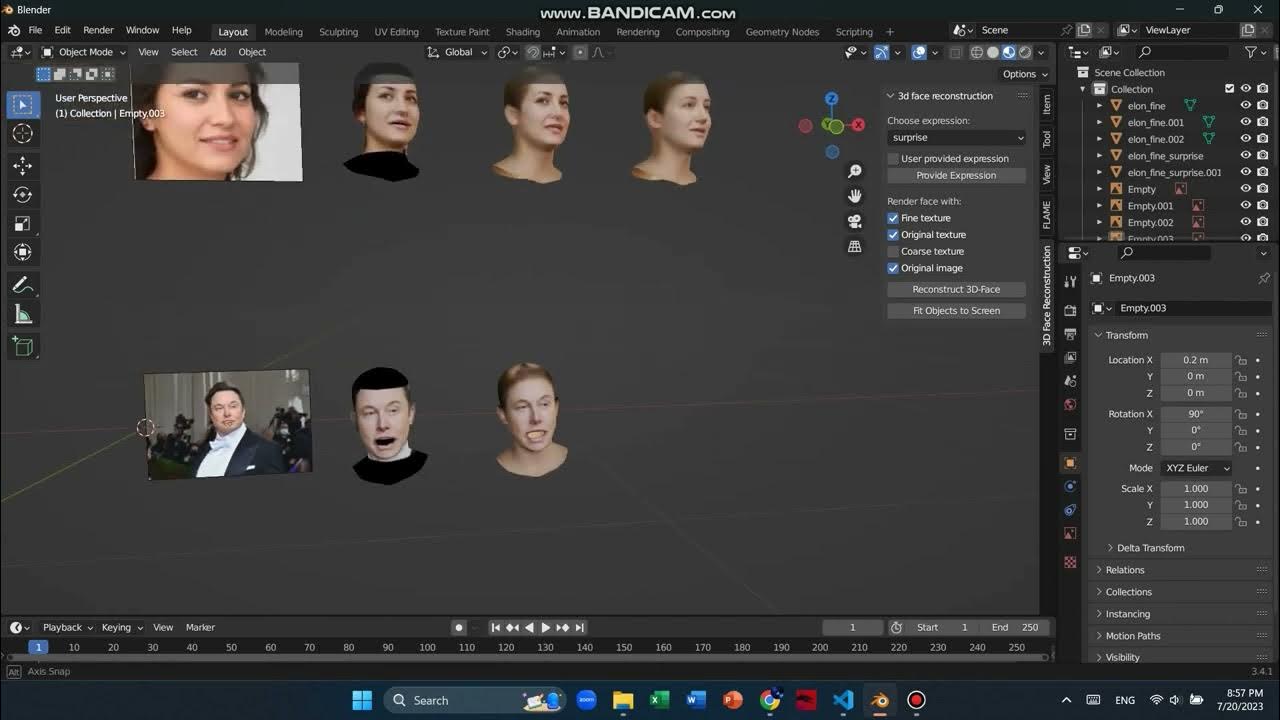 Addon in Blender to reconstruct 3D face from single image using our own ...
