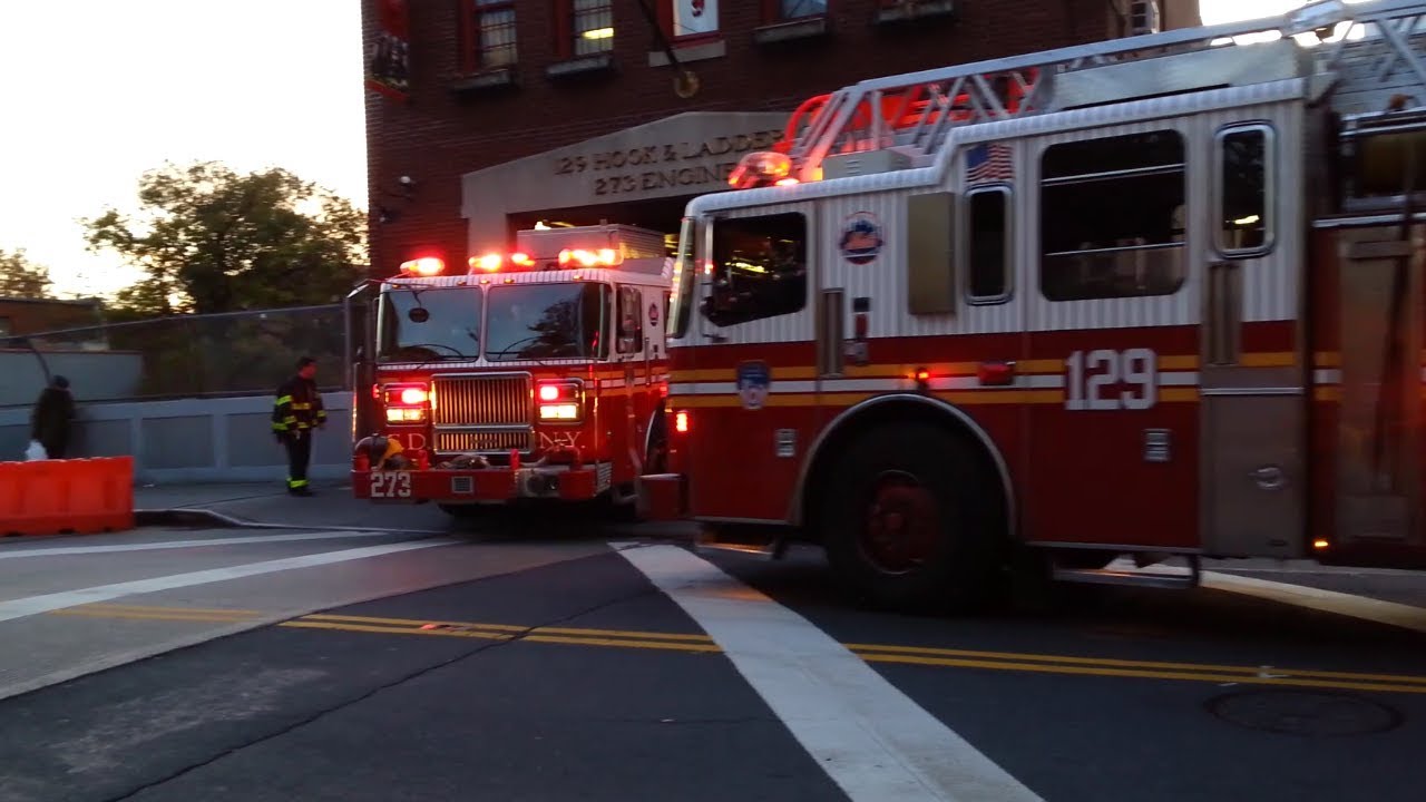 FDNY engine 273 & ladder 129 returning to quarters on Union St - YouTube