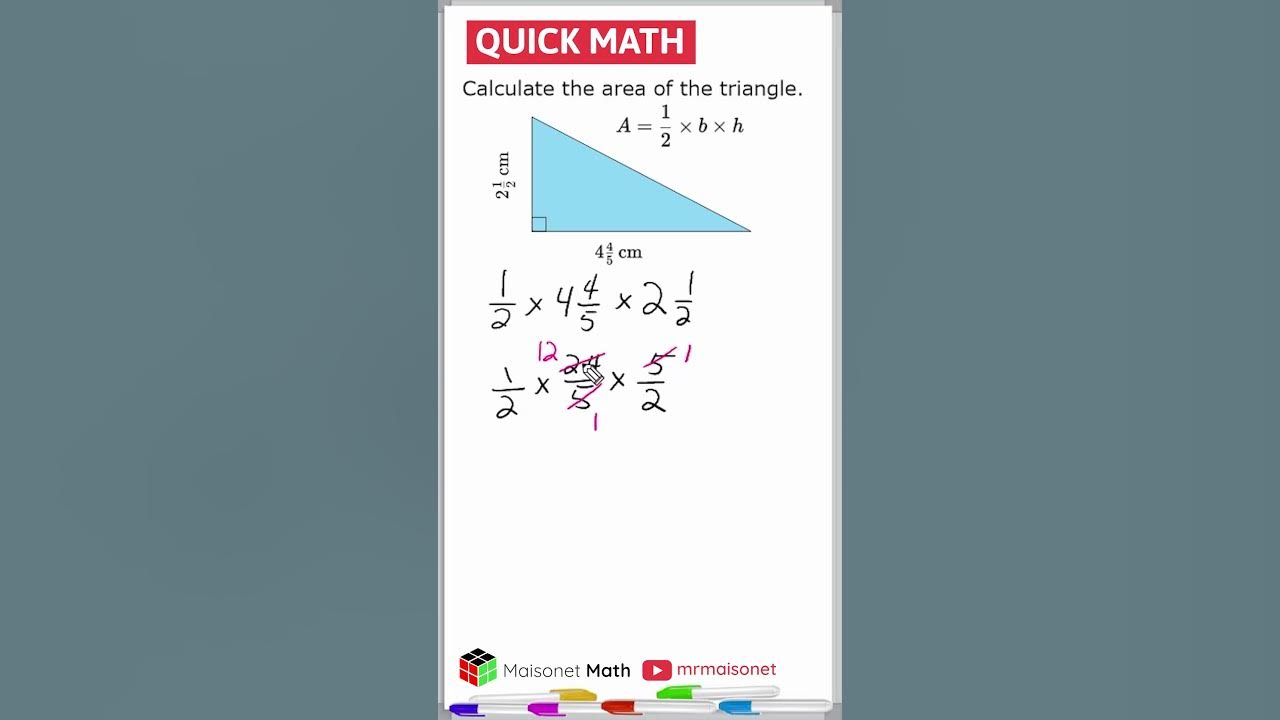 Area Of Triangles - Multiplying Mixed Numbers #maths #trianglearea - YouTube