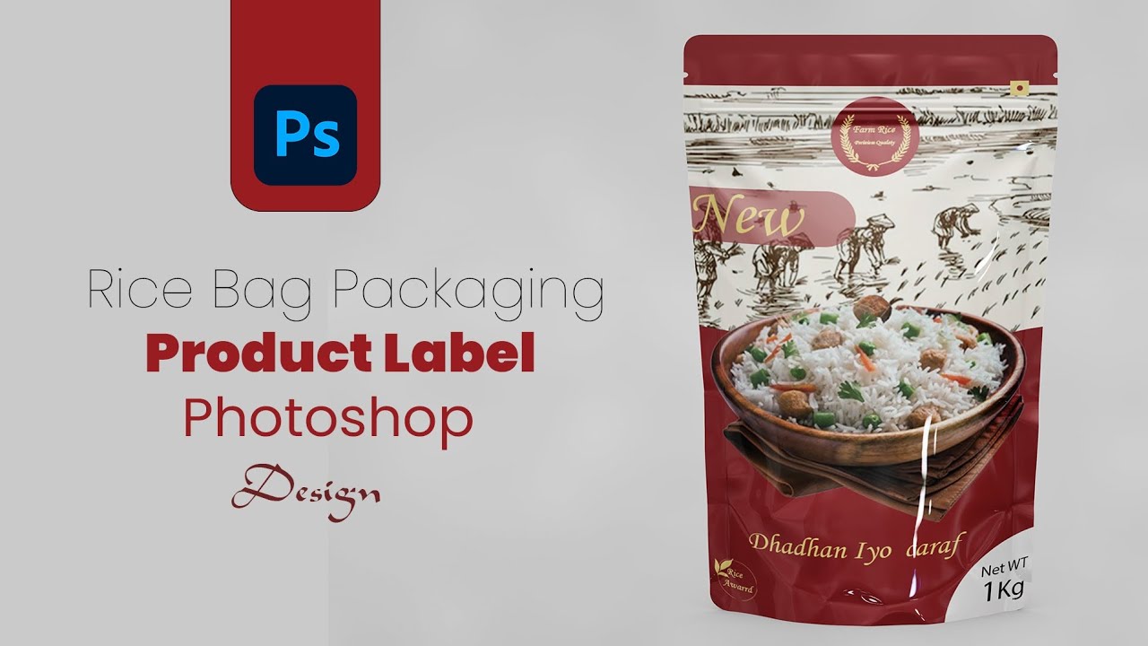 How To create Rice bag paackaging product label Design in adobe ...