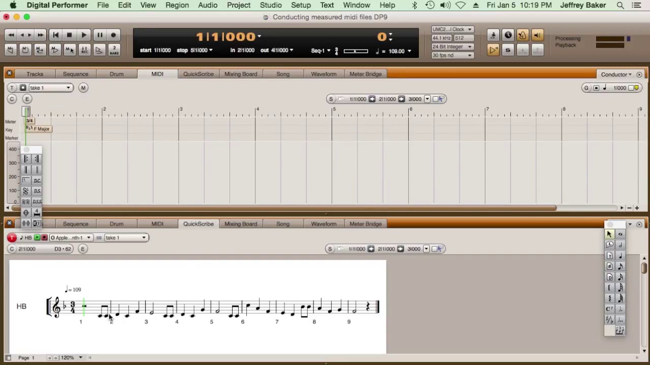 Create A TEMPO MAP for a measured performance in real time with MOTU's ...