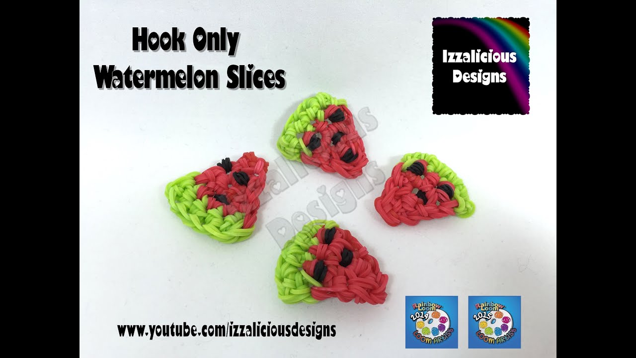 Watermelon Charm Loomigurumi technique with Rainbow Loom Bands - YouTube