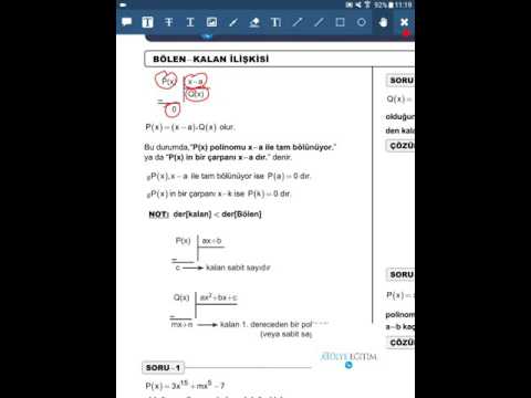 Polinomlarda bolen kalan iliskisi