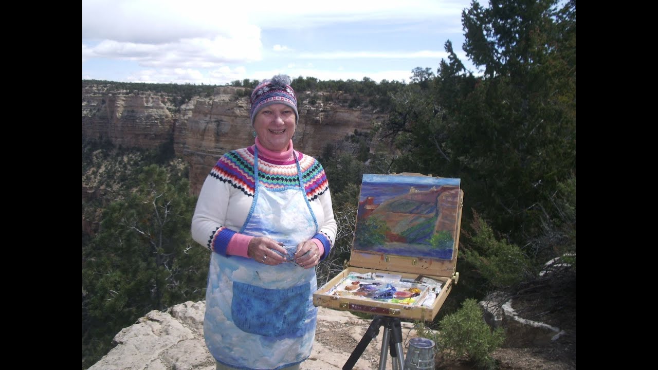 Artist Sally Berry Glenn paints onsite (Plein air) at Grand Canyon ...
