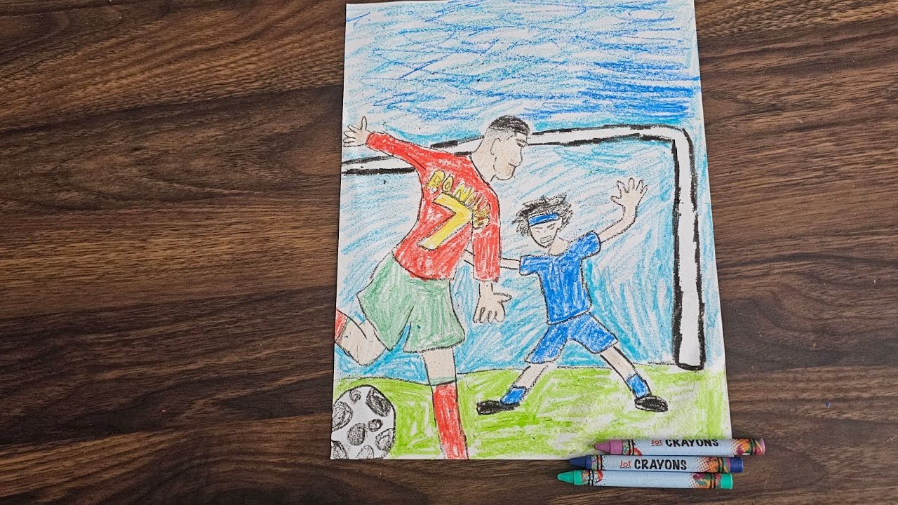 How To Draw Cristiano Ronaldo With Crayons | Easy To Learn Art With ...