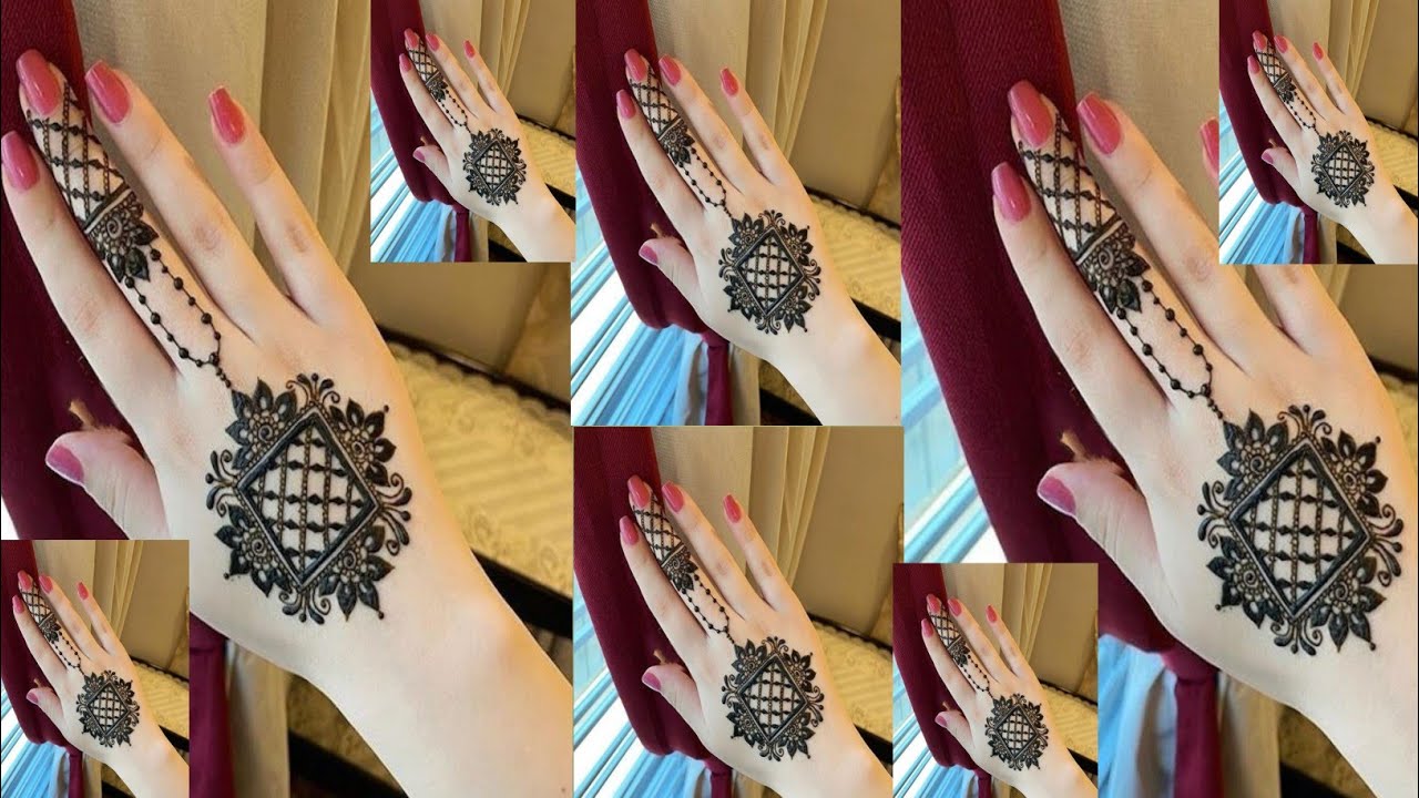 very unique and so beautiful square shape back hand mehdi design ...